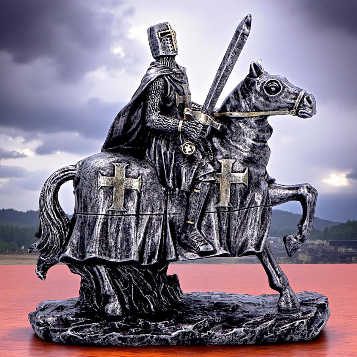 Medieval Templar Knight Horseback Figurine Gothic Crusader Historical ...
